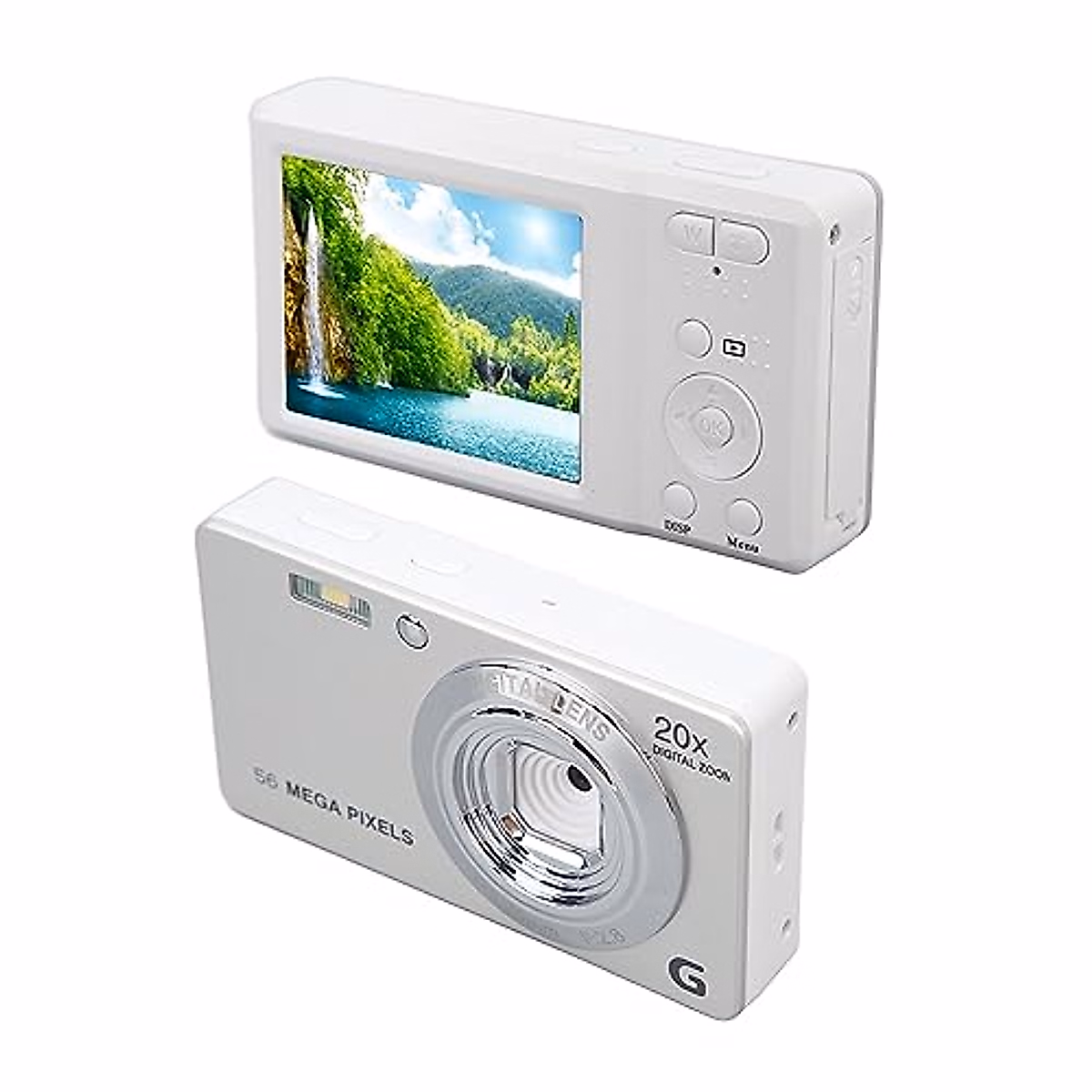 Camera, 2.7 Inch Digital Camera 56MP 4K 20X Continuous Shooting High Definition Flash for Kids Travel (Silver)