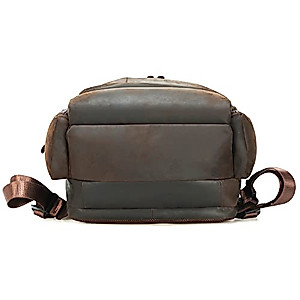 Polare Full Grain Leather Backpack Men's Business Travel Daypacks Camping Weekender Vintage College School Computer Bag Fits up to 15.6 Inch Laptop