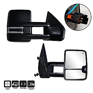 AERDM Towing Mirrors Compatible with Ford F150 2004 2005 2006 2007 2008 2009 2010 2011 2012 2013 14 Power Heated with LED Signal and Puddle Light Tow Mirrors Pair set Pickup Truck Tow Mirrors Pair set