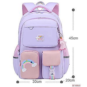 BUNDMAN Pruple Backpack, Kawaii Backpacks in for Teen Girls School Aesthetic Backpack with Cute Kawaii Backpack for school girls