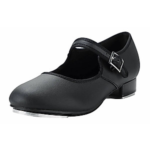 Linodes Unisex PU Leather Easy Strap Tap Shoe Dance Shoes for Women and Men's Dance Shoes-608-1-Black-8M