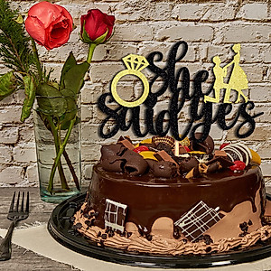 WRACKKIAR She Said Yes Cake Topper-Gold Glitter Wedding Engagement-Bridal Shower-Bachelorette Party Decorations