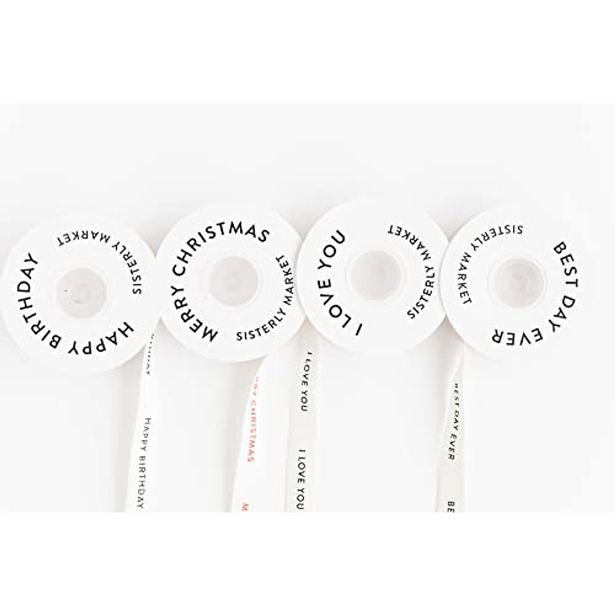 Sisterly Market I Love You, Cotton Herringbone Custom Ribbon Natural 10 Yards, 58