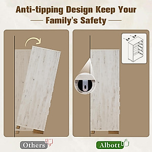 Albott Farmhouse 5 Drawers Dresser, Wood Rustic Chest of Drawers for Bedroom, Tall Dressers Organizer with Hidden Handles for Living Room, Hallway, Entryway, Distressed White