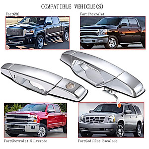 LEIMO KPARTS Exterior Chrome Door Handle Front Driver Passenger Side， Replacement for 2007-2013 Chevy Silverado Suburban Tahoe Avalanche, GMC Sierra Yukon, Cadillac Escalade | Replaces# 80546，80545
