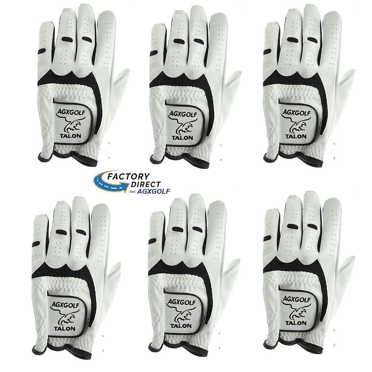 6 Pack!! AGXGOLF Talon Cadet Large Cabretta Leather Golf Gloves (Intech Style) for Men Who Golf Right Handed (6 Pack) in Stock