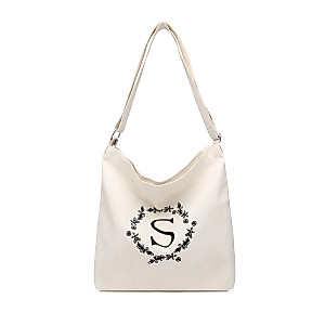 Covelin Womens Floral Printed Shoulder Canvas Bag Lightweight Roomy Crossbody Handbag Strap Adjustable S