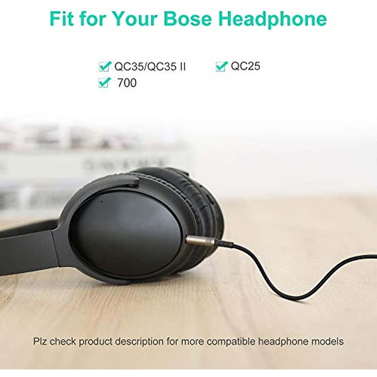 Mr Rex 6.5 Feet 3.5mm to 2.5mm Male Headphone Replacement Cable, Upgrade Audio Aux Cord Wire Compatible for Bose 700 QC45 QC35II QC35 QC25 Headsets/JBL and iPhone Galaxy Xiaomi Redmi Smartphones