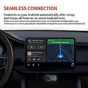 2023 Wireless Android Auto Adapter for 2016+ Factory Cars Converts Wired Android Auto to Wireless, Android Auto Dongle Wireless for Android 11+, USB A & C Plug and Play Bluetooth Android Auto Adapter