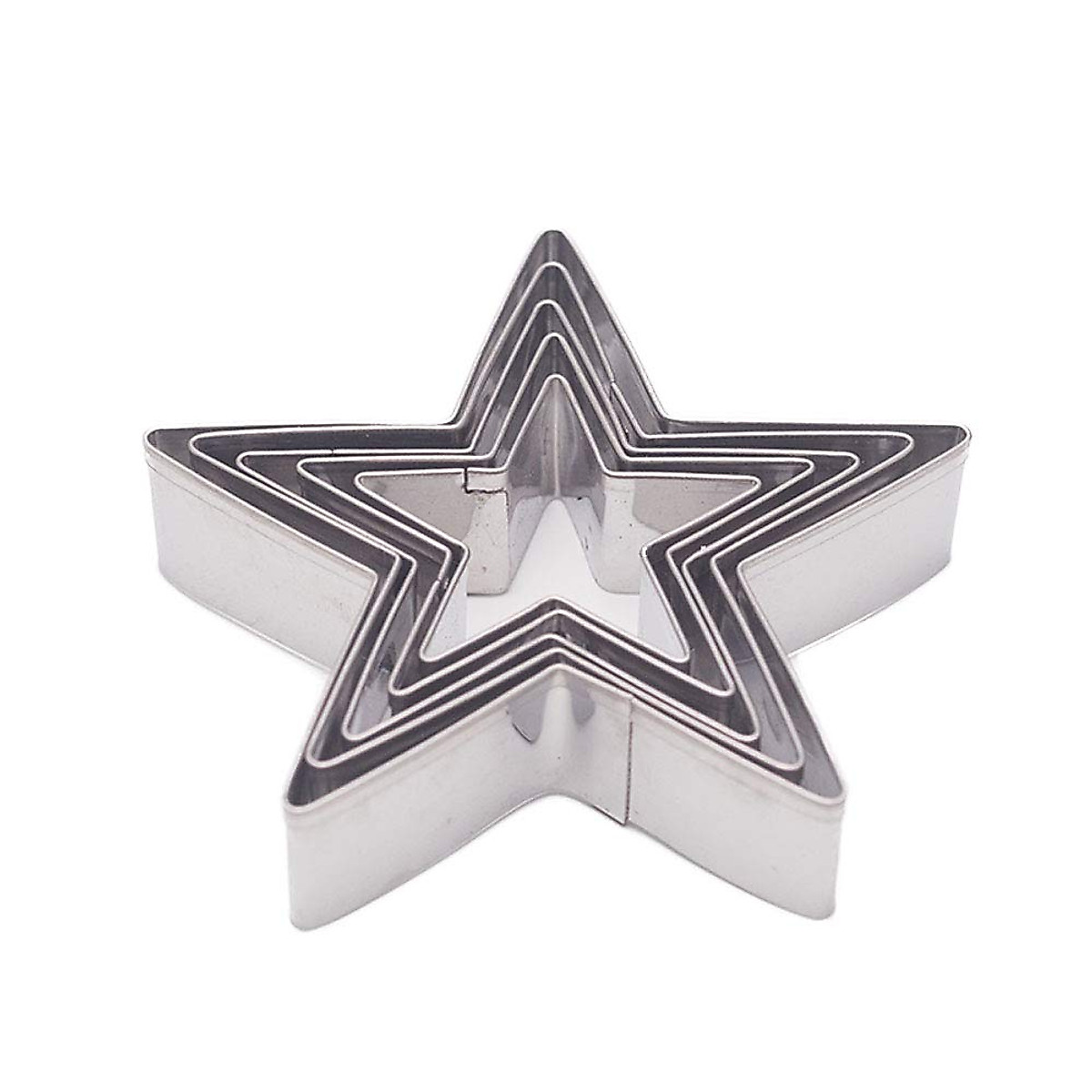 Dadam Star Cookie Cutters Set of 5 - Stainless Steel Star Cookie Cutter Set - Five-Pointed Star Biscuit Molds Fondant Cake Cookie Cutter Set Pastry Mold