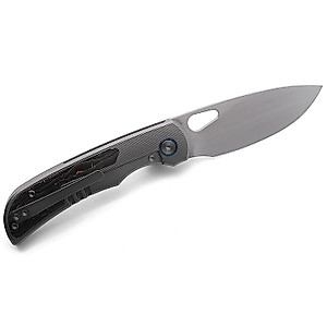 Miguron Knives M Moyarl Folding Knife 3.25" M390 Hand Ground Rubbed Satin Blade Titanium And Bronze Carbon Fiber Inlay Handle Pocket Knife MGR-621CBN