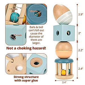 DUCKBOXX XX Wooden Rattles Toys Bundle (2 Pack) for Babies Ages 0m – 2yrs