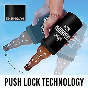 SANDJEST 4-in-1 Grandpa Tumbler Gifts for Papa from Grandkids - 12oz Best Grandpa Ever Can Cooler Tumblers Cup - Stainless Steel Insulated Cans Coozie Christmas, Birthday, Father's Day Gift for Papas