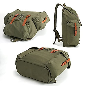 WINTMING Vintage Canvas Backpack Women Men Travel Rucksack Casual Laptop Backpack (Army Green)
