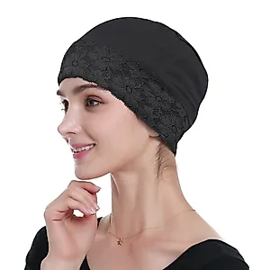 Alnorm Chemo Scarves for Women Sleep Hats for Cancer Patients Black