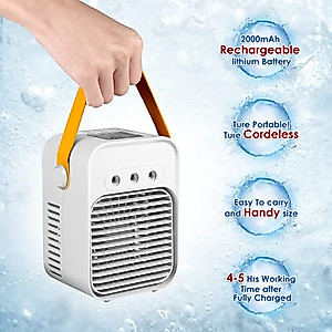 Portable Air Conditioner, Personal Air Cooler, USB Air Conditioner Fan with 3-Speed, Quiet Air Cooler Misting Fan with Handle for Home Room Office