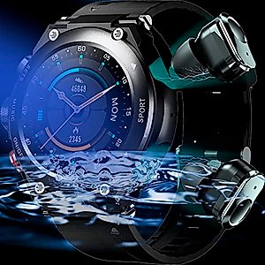 GUIQU Smart Watch with Earbuds, Bluetooth 5.3 HiFi Sound Effect [GPS 45mm] Monitor Tracker for Health Fitness Running Sleep Cycles, US Version Compatible Android and iOS
