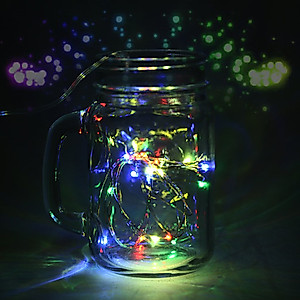 NONMON LED String Lights, 2M/6.6ft 20 LEDs Micro Silver Wire Indoor Battery Operated Fairy String Lights Festive Lights - Multicolored