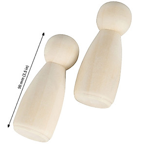 JAPCHET 50 Pack 3-1/2 Inch Large Wooden Peg Dolls, Unfinished Wooden Jumbo Peg People Wood Doll Bodies Figures for Painting, DIY Art Craft Projects, Home Decor