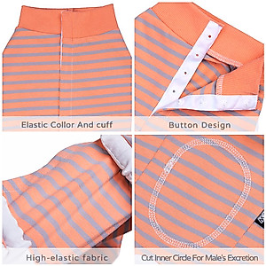 Paipeper Dog Surgery Recovery Suit,Female Male Puppy Shirt,Dog Spay Neuter Onesie,E-Collar Cone Alternative,Abdominal Wound Protector,Prevent Licking Wound(Orange Gray Stripe-xs)