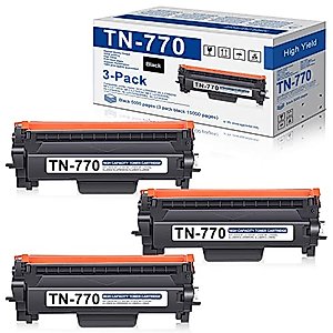 (5,000 Pages High Yield) TN770 Toner Cartridge Black Replacement for Brother TN-770 DCP-L2550DW MFC-L2750DW HL-L2370DW HL-L2325DW Printer Toner, TN770 3PK