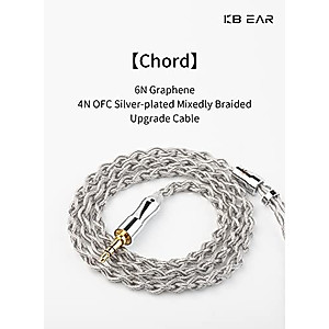 H HIFIHEAR 2Pin Earphone Cable,KBEAR Chord 4 Cores Graphene Mixedly Braided with OFC Silver-Plated Upgrade Wire,3.5mm Gold-Plated Detachable Cable Replacement Earphone Wire (Silver, 2Pin 0.78-3.5MM)
