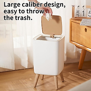 WanWanKa Mini White Plastic Trash Can, 2.6 Gallon Capacity, Slim Design, Anti-Odor, Easy to Clean, Suitable for Any Place