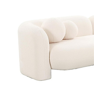 TOV Furniture Amelie 91" W Faux Fur Fabric Sofa in Cream Fabric