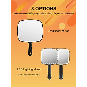 OWBIA Large Hand Mirror, Handheld Mirror with Handle, Salon Mirror for Barber Hairdressing (12.4" x 9")