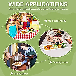 20 Pieces Rectangle Plastic Serving Trays Set 15 x 8 Inch White Rectangle Food Trays Decorative Catering Cookie Plastic Fast Food Trays Disposable Serving Platter for Party Buffet Wedding Parties