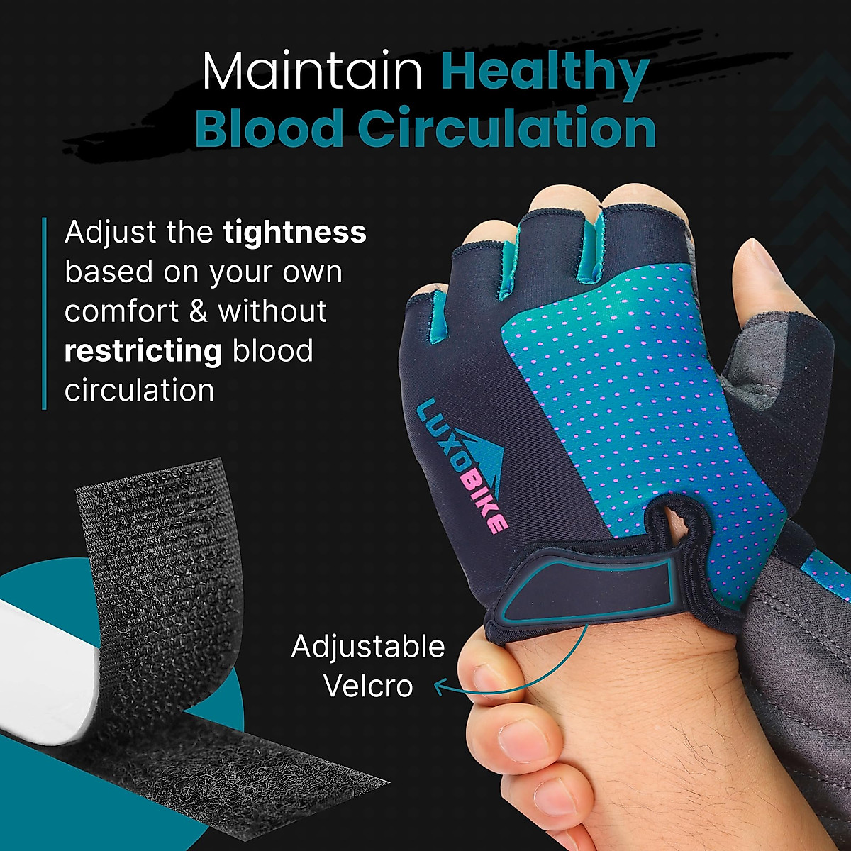 LuxoBike Cycling Gloves Bicycle Gloves Bicycling Gloves Mountain Bike Gloves – Anti Slip Shock Absorbing Padded Breathable Half Finger Short Sports Gloves Accessories for Men/Women