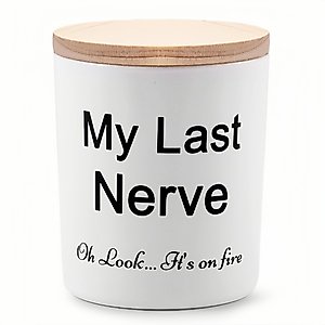 BFJLIFE Candles Gifts for Women Funny Unique My Last Nerve Candle Valentines Day Christmas Birthday Gag Gifts for Her Sister Wife Girlfriend Novelty Lavender Scented Soy Candle