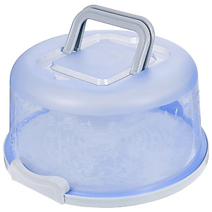 DOITOOL Plastic Cake Carrier with Collapsible Handle for 8inch Cake, Portable Round Cake Container for Transport, Cake Keeper with Cover and Latch for Cakes, Pies, Cupcakes, Muffins Dessert (Blue)
