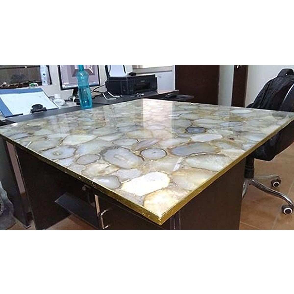 30 x 60 Inches White Agate Stone Dining Table Top with Elegant Look Rectangle Meeting Table from Indian Heritage Art and Crafts