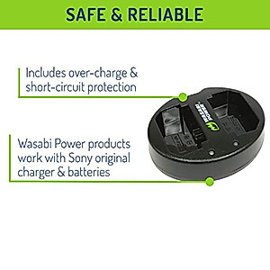 Wasabi Power Battery Charger for Sony NP-FZ100, BC-QZ1 and Sony FX3, a1, a9, a9 II, a7C, a7R III, a7R IV, a7S III, a7 III, a7 IV, a6600