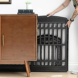 IRIS USA Dog Playpen, 4-Panel 24" Pet Playpen with Door, Puppy Playpen, Indoor/Outdoor Dog Pen, 35 x 35 x 24, Foldable, Customizable, Black