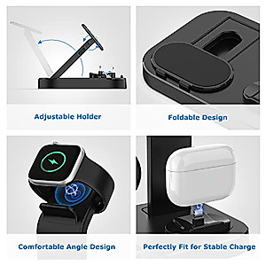 ZFW 3 in 1 Charging Station for Apple Devices with 15w Adapter Compatible with iPhone14/13/12/11/X/8/7/6/5 Series, Apple Watch Series 8/7/SE/6/5/4/3/2/1, Airpods1/2/3/Pro,Fast Charger Dock(Black)