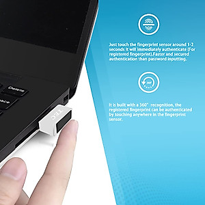 TEC TE-FPA3 Mini USB Fingerprint Reader Compatible with Windows 11 & 10, 360° Touch Speedy Matching Biometric Scanner for Password-Free Login and File Encryption