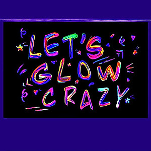 Ralxion Glow in The Dark Party Supplies Neon Party Backdrop Glow Party Supplies and Decorations Happy Birthday Let's Glow Crazy Backdrop Blacklight Reactive (Let's Glow Crazy, 6.5 x 5 ft)