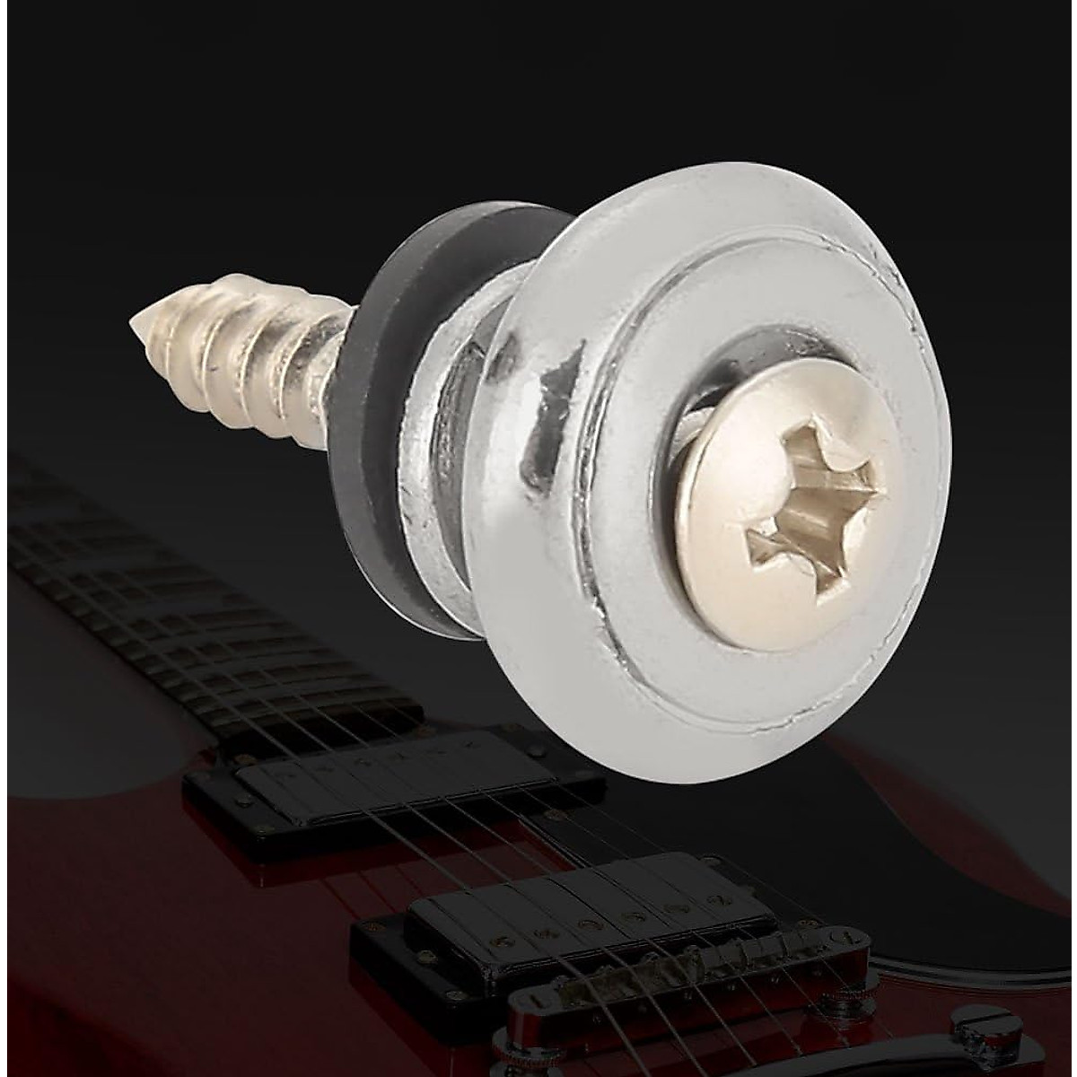 Tbest 10Pcs Mushrooms Head Guitar Strap Buttons Strap Locks Metal End Pin with Screw for Ukulele Electric Bass Silver, Black, Gold(Silver)