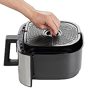 GoWISE USA 7-Quart Air Fryer & Dehydrator Max Steel XL- with Touchscreen Display with Stackable Dehydrating Racks with Preheat & Mute Functions + 100 Recipes (Stainless Steel)