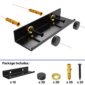 DIYIIRON 10 Pack Vinyl Wall Mount Holder Record Shelf, Album Wall Display Holder,Vinyl Display Shelf for Wall,Vinyl Record Wall Storage Set for Office Room Décor