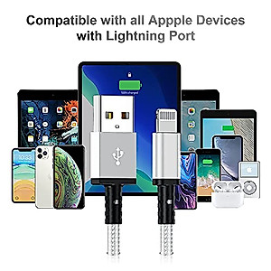 4 Pack 6ft iPhone Charger Cable, [Apple MFi Certified] Long USB A Lightning to Cable 6 Feet, 6 Foot Nylon Fast Apple Charging Cable Cord for Apple iPhone 12/11 Pro/11/XS MAX/XR/8/7/6s/6/5S/SE iPad