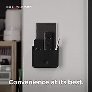 elago Universal Remote Holder Mount Compatible with Apple TV Remote and All Other Remote Controls - Adhesive Tape or Screw Mounting Options, Available Wired Charging [Large] [Black]