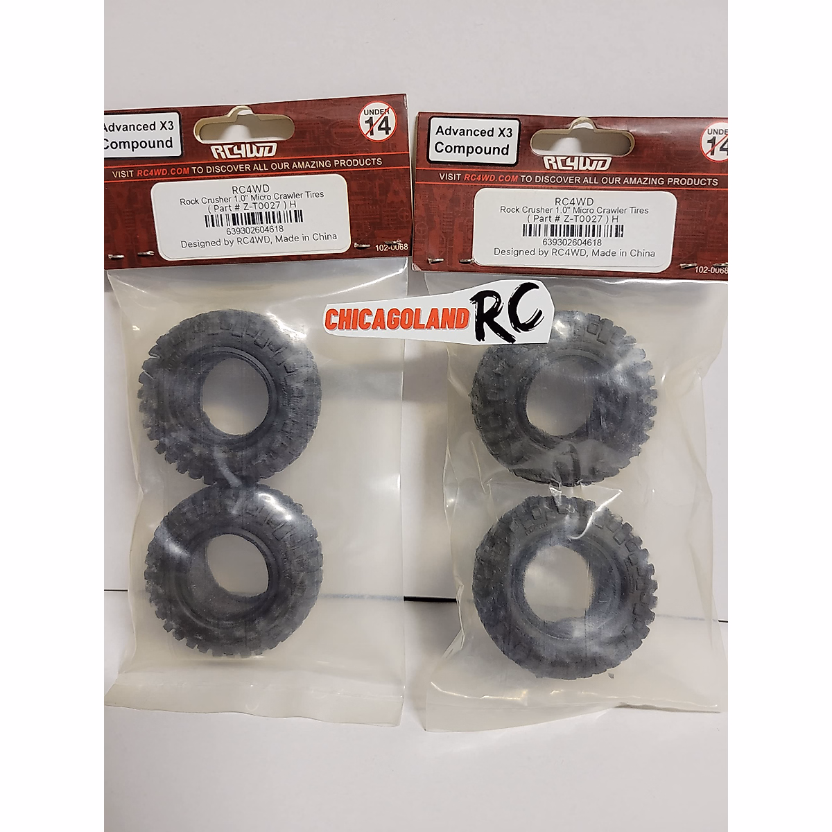 4 RC 4WD 1/24 Rock Crusher 1.0 Micro Crawler Tires 2 RC4ZT0027 AXIAL SCX24 Includes CHICAGOLAND RC Sticker