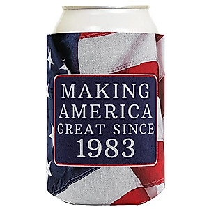 Birthday Gifts for 40th Birthday Making America Great Since 1983 40th Birthday Gag Gifts for Birthday Party 2 Pack Can Coolie Drink Coolers Coolies USA Flag