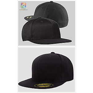 Baseball Premium Fitted Flat Brim Flex Fit Hat Custom Personalized Logo Elastic Closure Hat for Men and Women Custom Embroidered (L/XL, Black)