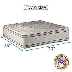 Dream Sleep Serenity PillowTop Twin Size 2-Sided Mattress Only with Mattress Cover Protector - Sleep System with Enhanced Cushion Support, Long Lasting Comfort by Dream Solutions USA