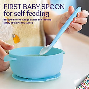 Best First Stage Baby Infant Spoons, 5-Pack, Soft Silicone Baby Spoons Training Spoon Gift Set For Infant