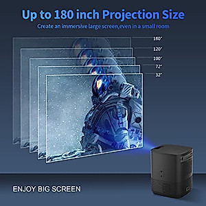 Hasatek Projector,Portable Projector, Black,Mini Projector with WiFi and Bluetooth,Outdoor Projector 4k for Movies Night,Native 1080p HD,10W Speaker,150 Inch Picture,Home Entertainment